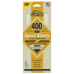 Gator® Zip® Speed Sheets™ 3-2/3" x 9" 400-Grit Hook & Loop Sandpaper ...