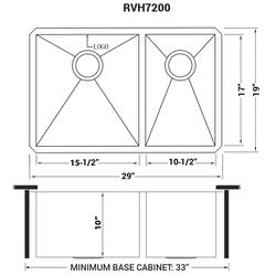 Ruvati Undermount 29" Stainless Steel Zero Radius Double Bowl Kitchen ...