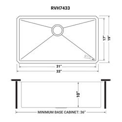Ruvati 33" Stainless Steel Undermount Large Single Bowl Kitchen Sink at ...
