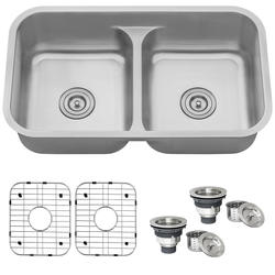 Ruvati 32" Stainless Steel Undermount Low-Divide Double Bowl Kitchen ...