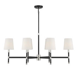 Savoy House Essentials Brody 6-Light Matte Black with Polished Nickel Accents Linear Chandelier ...