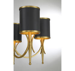 Savoy House Quincy 5-Light Matte Black with Warm Brass Chandelier at ...