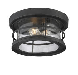 Savoy House Barrett 2-Light Black Outdoor Flush Mount Ceiling Light at ...