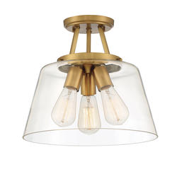 Savoy House Essentials Calhoun 3-Light Warm Brass Semi-Flush Mount ...