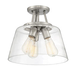 Savoy House Essentials Calhoun 3-Light Satin Nickel Semi-Flush Mount ...