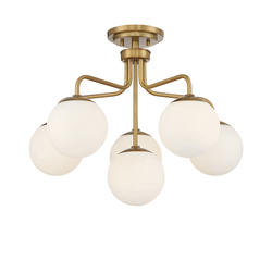 Savoy House Essentials Marco 6-Light Warm Brass Semi-Flush Mount ...
