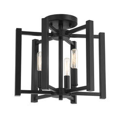 Savoy House Benson 13"W Matte Black 3-Light Semi-Flush Mount Ceiling ...