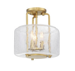 Savoy House Avalon 11-3/ 8"W Warm Brass 3-Light Semi-Flush Mount ...