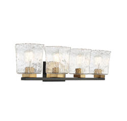 Savoy House Sidney 4-Light Matte Black with Warm Brass Accents Vanity ...