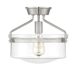 Savoy House Meridian 13-1/ 4"W Brushed Nickel 1-Light Semi-Flush Mount ...