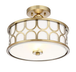 Meridian 2-Light Natural Brass Semi-Flush Mount Ceiling Light at Menards®