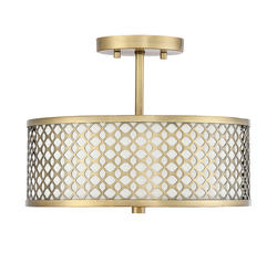 Meridian 2-Light Natural Brass Semi-Flush Mount Ceiling Light at Menards®