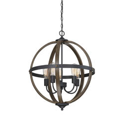 Meridian 5-Light Wood with Black Chandelier at Menards®