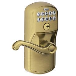 Schlage® Flair Electronic Keyless Flex-Lock Entry Door Lever in Atique ...