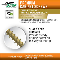 Grip Fast® Premium #8 x 2" Oval Washer Head Star Drive Cabinet Screws ...