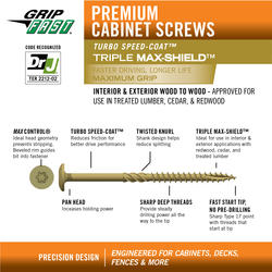 Grip Fast® Premium #8 x 2" Oval Washer Head Star Drive Cabinet Screws ...