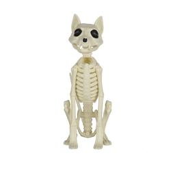 Pumpkin Hollow™ 11" Black Light Posable Sitting Cat Halloween Skeleton ...