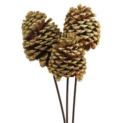 Enchanted Forest® 22" Jumbo Gold Glitter Pinecone Pick at Menards®