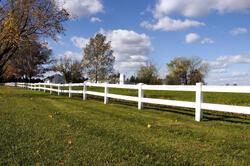 Yardworks® 2" x 6" x 8' White Vinyl Notched Ranch Rail at Menards®