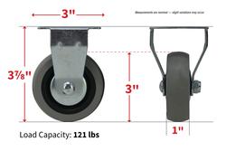 Shepherd Hardware® 3" TPR/Thermoplasticized Rubber Rigid Caster Wheel ...