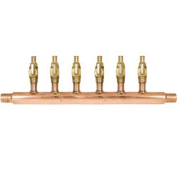 Sioux Chief 3/4" Copper PEX Crimp Manifold with 6, 1/2" Valved PEX ...