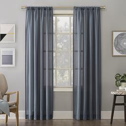 No. 918 Amalfi 54"W x 84"L Denim Blue Semi-Sheer Rod Pocket Curtain ...