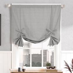 No. 918 Marcel 42"W x 63"L Grey Light Filtering Rod Pocket Window Tie ...
