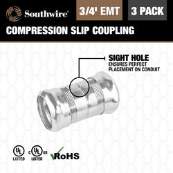 Southwire® 3/4" EMT Compression Slip Coupling - 3 Pack at Menards®