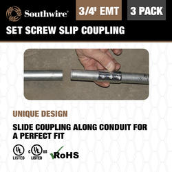 Southwire® 3/4" EMT Set Screw Slip Coupling - 3 Pack at Menards®