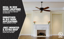 Southwire® SmartBox™ Round 24 Cu.In. PVC Ceiling Fan/Fixture Electrical ...