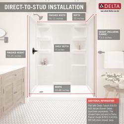 Delta® Hycroft® 60"W x 30"D x 73-1/2"H White Shower Wall Surround (3 ...