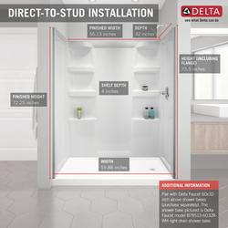 Delta® Hycroft® 60"W x 32"D x 73-1/2" White Shower Wall Surround (3 ...