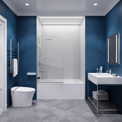 ANZZI® Grand 31-1/2"W x 58"H Polished Chrome Frameless Hinged Tub ...
