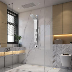 ANZZI® Aura 2-Jet Brushed Steel Shower Panel with Heavy Rain Shower and ...