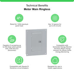 Square D™ Homeline™ 100-Amp 12-Space 24-Circuit Indoor Main Breaker ...