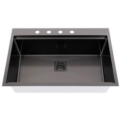 Tuscany® Torsten Dual Mount 33" Black Stainless Steel 4-Hole Single ...