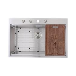 Tuscany® Torsten Dual Mount 33" Stainless Steel 4-Hole Single Bowl ...