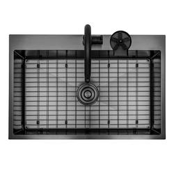 Strictly Kitchen and Bath Dual Mount 33" Black Stainless Steel Hexagon ...