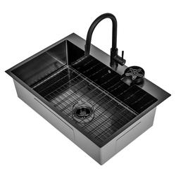 Strictly Kitchen and Bath Dual Mount 33" Black Stainless Steel Hexagon ...