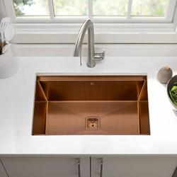 Strictly Kitchen and Bath Undermount 32" Copper Single Bowl Leather ...