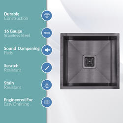 Strictly Kitchen and Bath Undermount 18" Black Stainless Steel Single ...