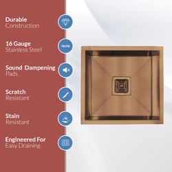 Strictly Kitchen and Bath Undermount 18" Copper Single Bowl Prep/Bar ...