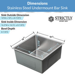 Strictly Kitchen and Bath Undermount 18" Stainless Steel Single Bowl ...