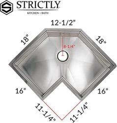 Strictly Kitchen and Bath Undermount 30" Stainless Steel Corner ...