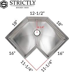 Strictly Kitchen and Bath Undermount 30" Black Stainless Steel Corner ...