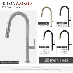 Stylish® Catania Single Handle Brushed Stainless Steel Pull Down ...