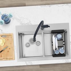 Azuni™ Aries Drop-In 30 inch Stainless Steel Double Bowl Kitchen Sink ...