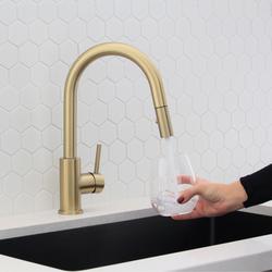 Stylish® Modena One-Handle Brushed Gold Pull-Down Kitchen Faucet at ...