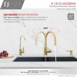 Stylish® Modena One-Handle Brushed Gold Pull-Down Kitchen Faucet at ...