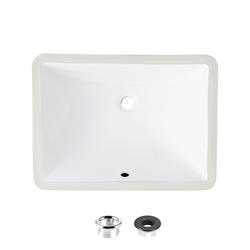 Stylish Trendy 18-1/4"W x 13"D White Rectangular Undermount Bathroom ...